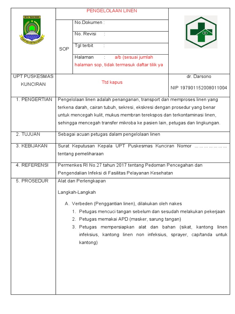 Sop Penggunaan Linen | PDF