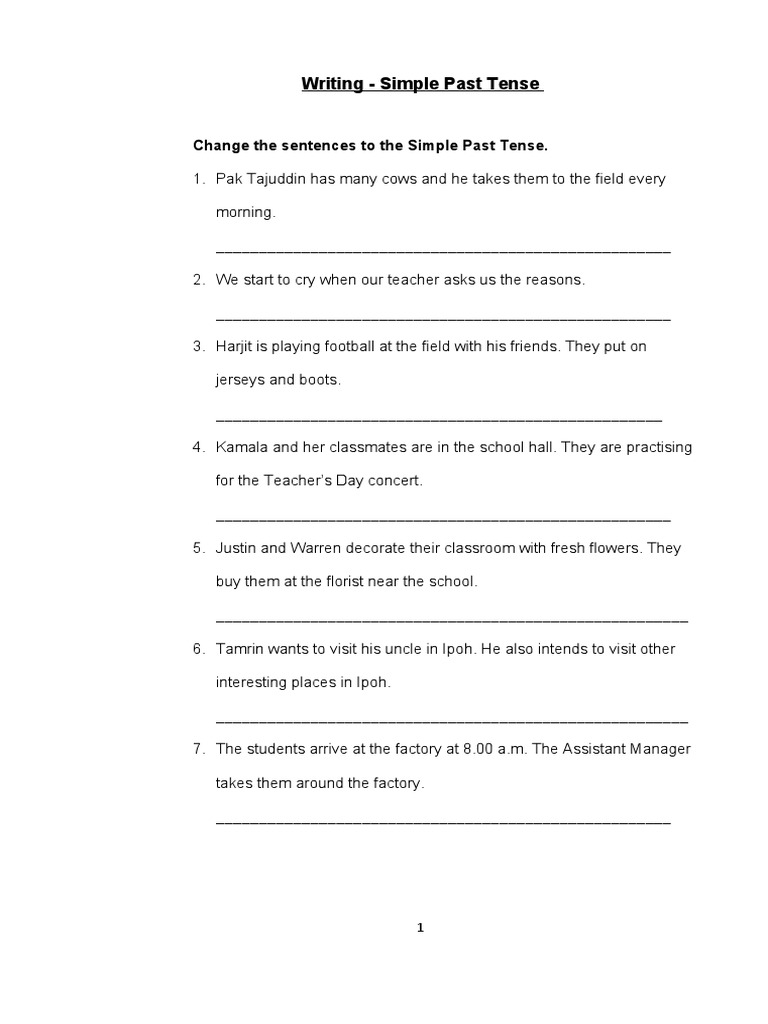 Writing - Simple Past Tense | PDF