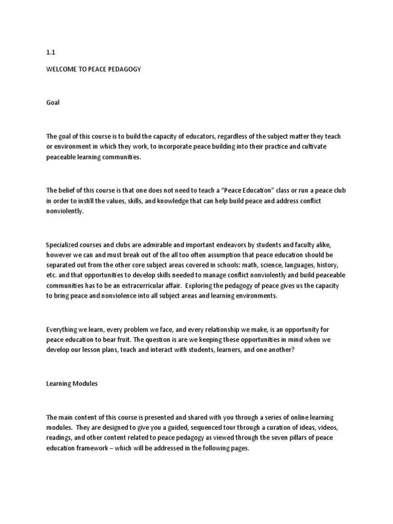1.1 Peace Education Module | PDF