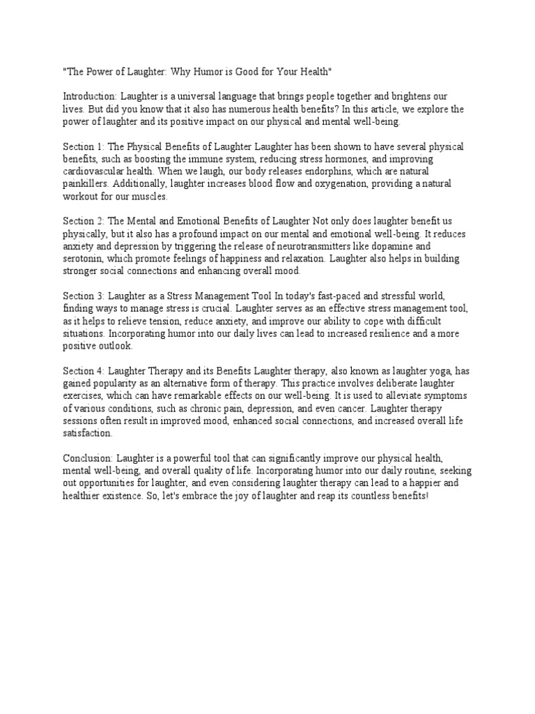 The Power of Laughter | PDF | Career & Growth | Lifestyle