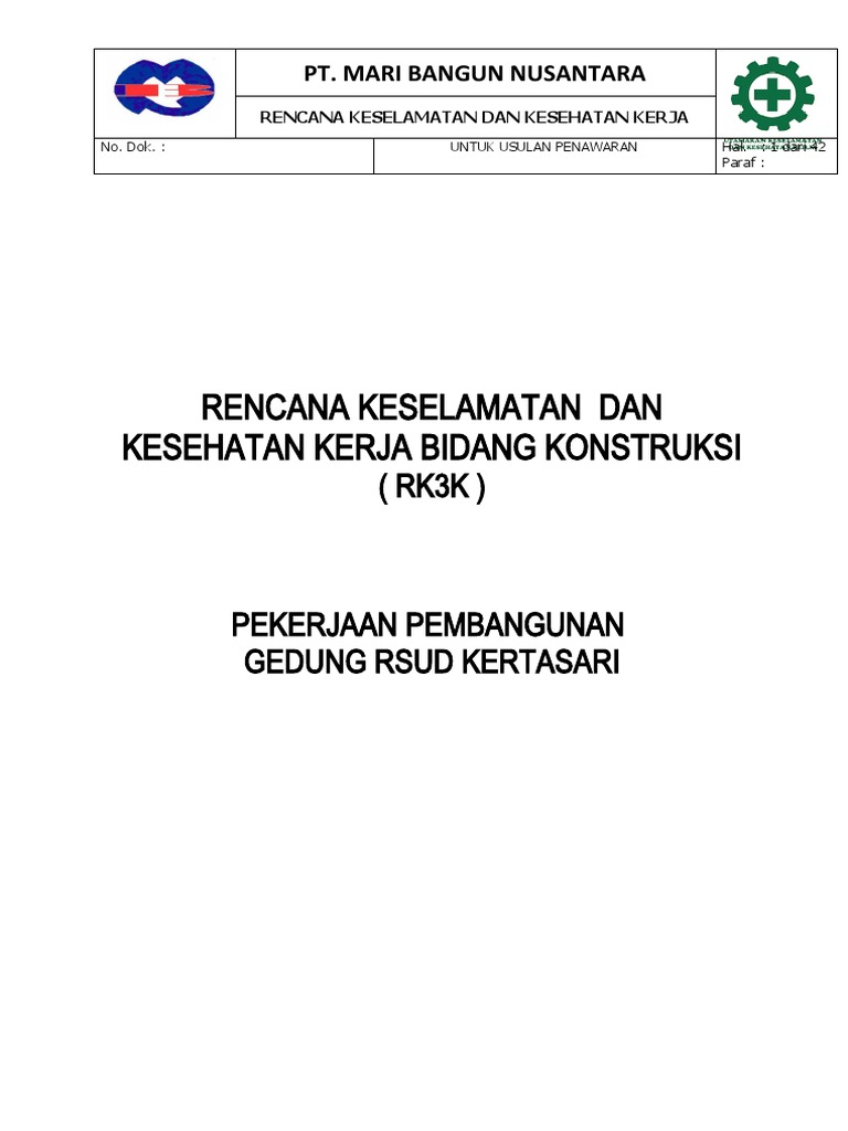 Rk3k Pekerjaan Pembangunan Gedung Rsud Kertasari | PDF | Teknologi & Rekayasa