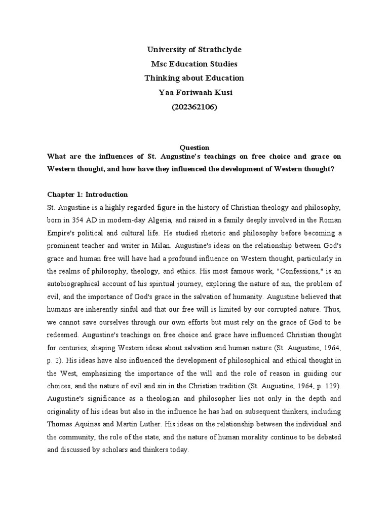 Augustine's Influence on Free Will and Grace | PDF | Grace In ...