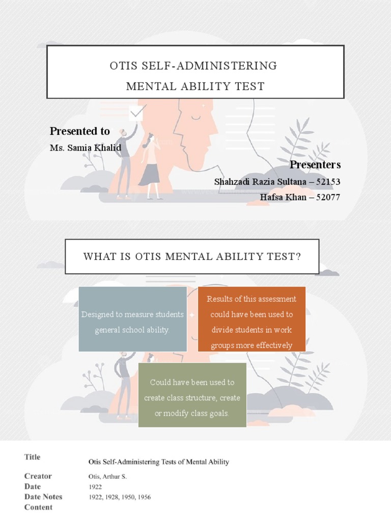Otis Mental Ability Test | PDF | Intelligence Quotient | Validity ...