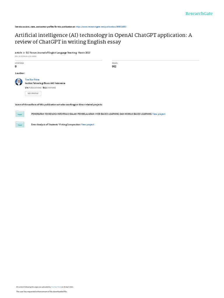ChatGPT English Essay | PDF | Artificial Intelligence | Intelligence ...
