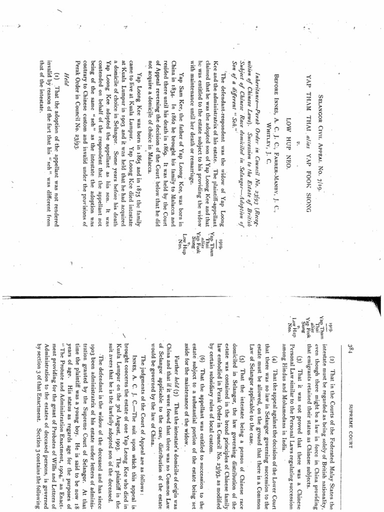 Yap Tham Tai V Yap Fook Siong | PDF