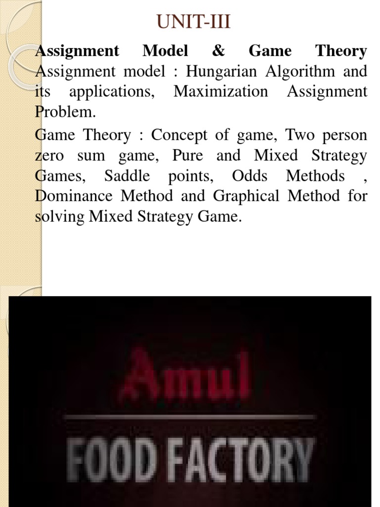 Assignment and Game Theory | PDF | Game Theory | Economics Of Uncertainty
