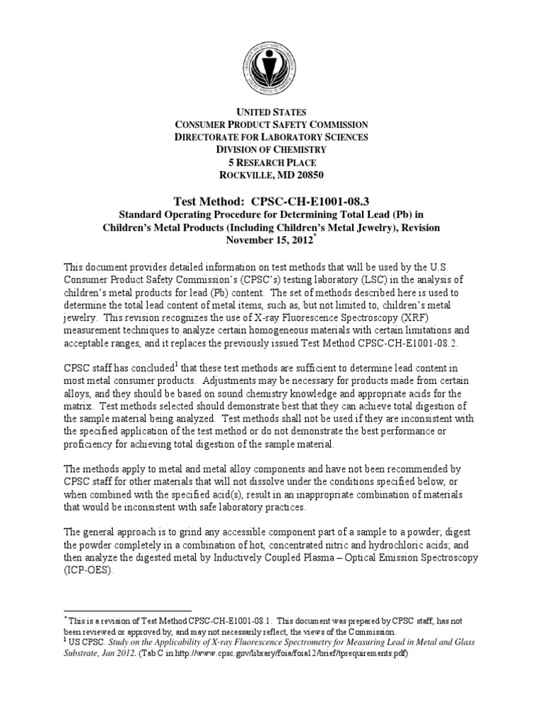 CPSC CH E1001 08.3 Ingles | PDF | Detection Limit | Atomic Absorption ...