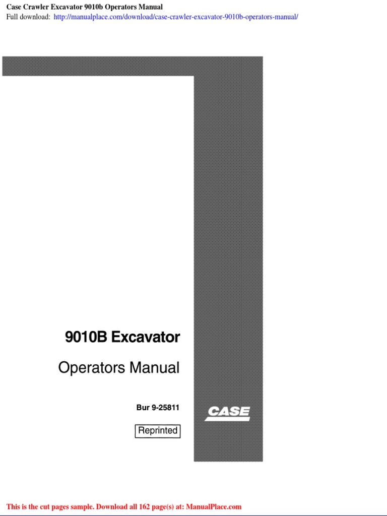 Case Crawler Excavator 9010b Operators Manual | PDF