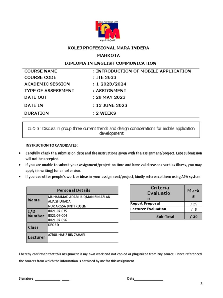 Ite Assignment Project | Download Free PDF | Android (Operating System) | Mobile App