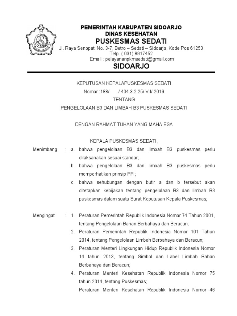 SK Bab 8 Pengelolaan B3 Dan Limbah B3 | PDF