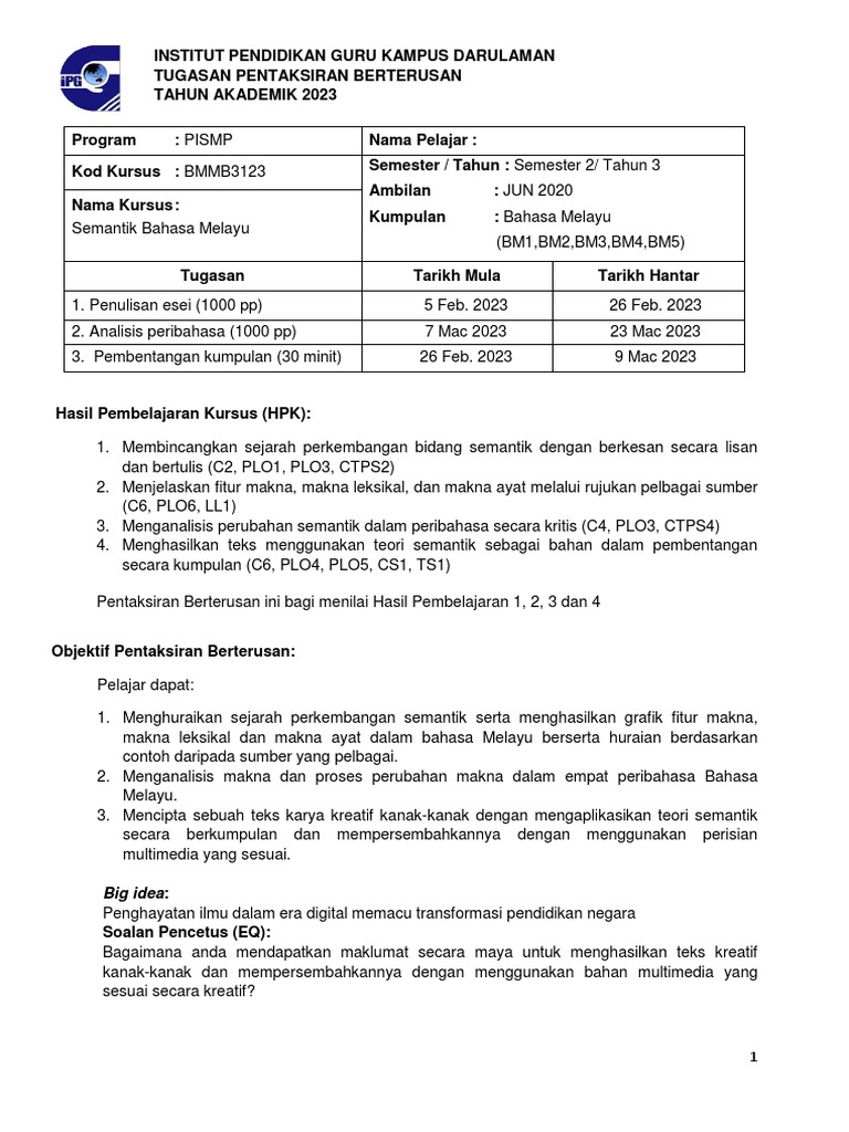 BMMB3123 Semantik | PDF