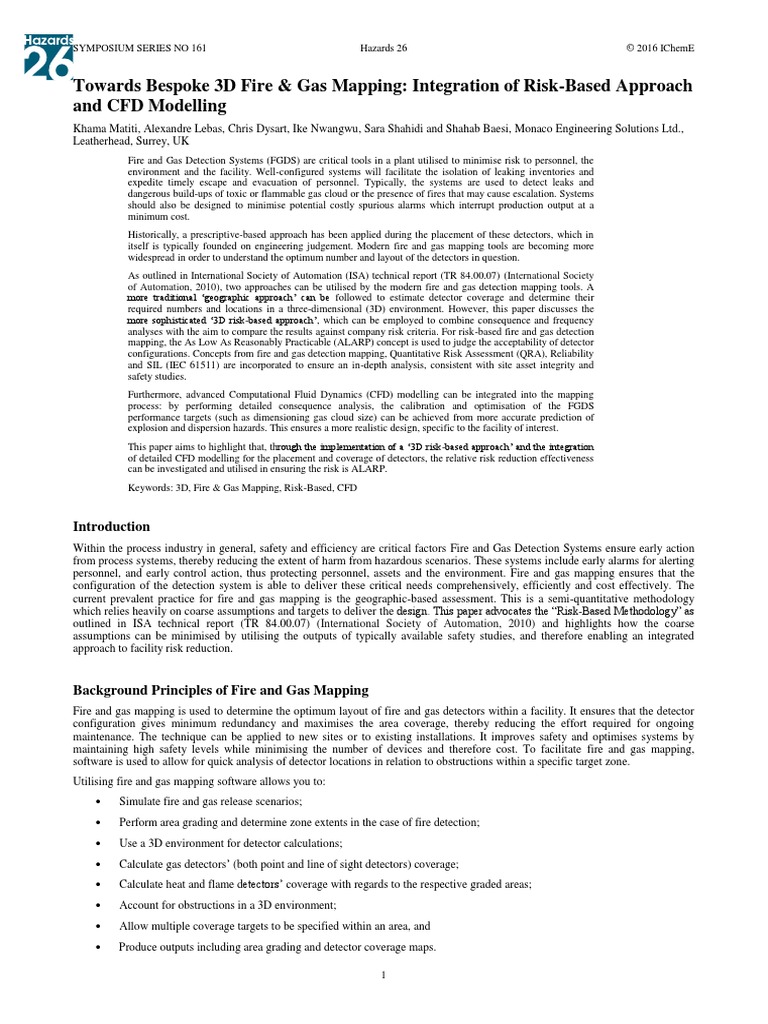 Towards Bespoke 3D Fire and Gas Mapping Integration of Risk Based Approach and CFD Modelling ...