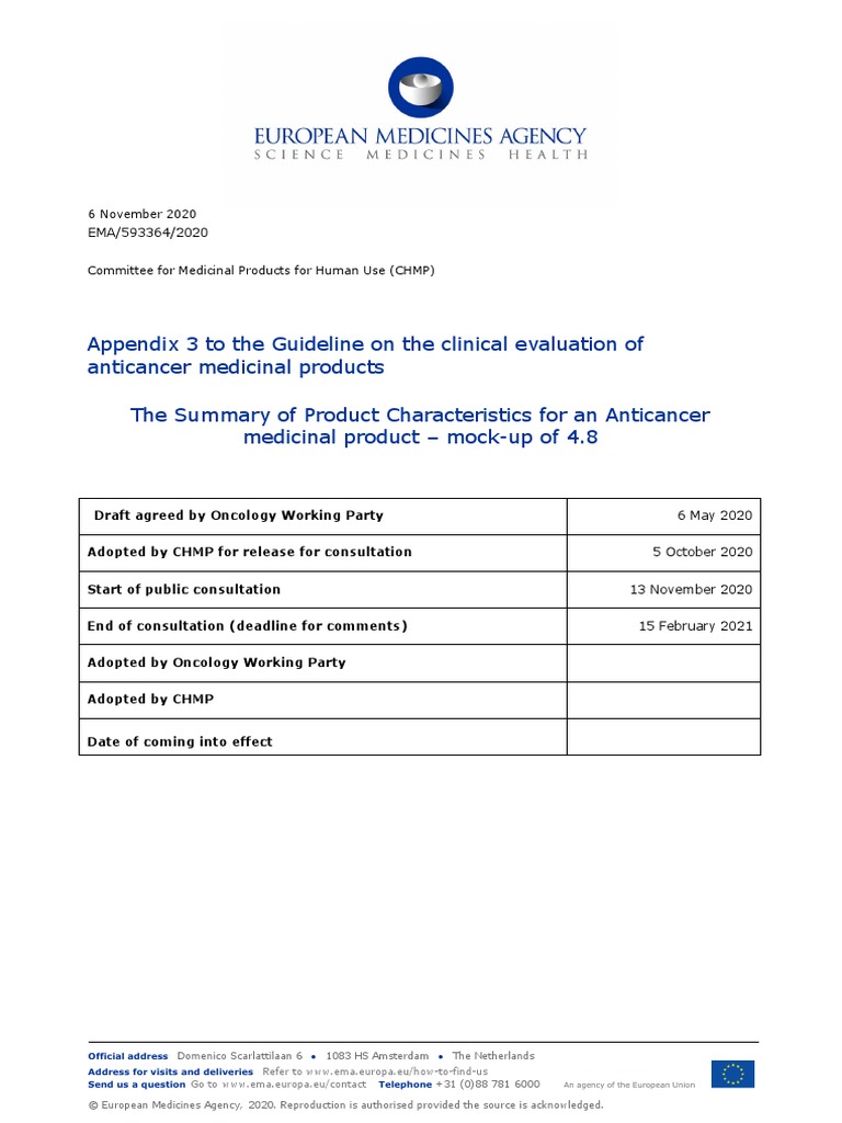 Appendix 3 Guideline Clinical Evaluation Anticancer Medicinal Products Summary Product - en ...