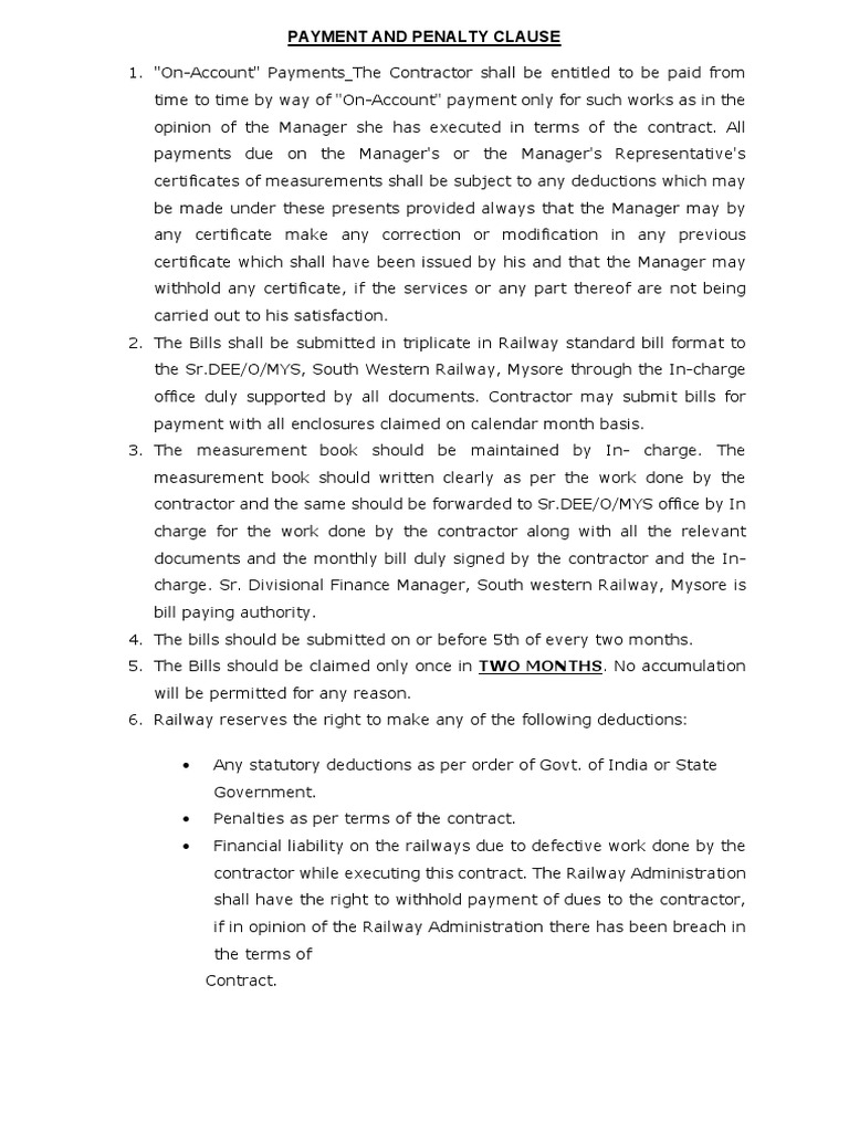 Payment and Penalty Clause Sand SKRL | PDF | Business | Economies