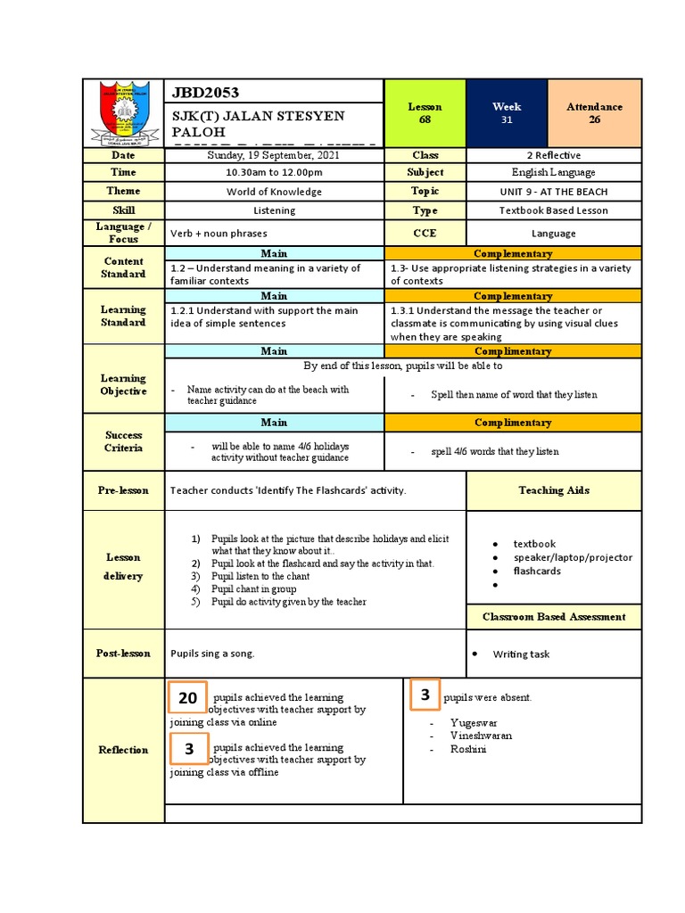 Beach Activities Lesson Plan for Grade 2 | PDF