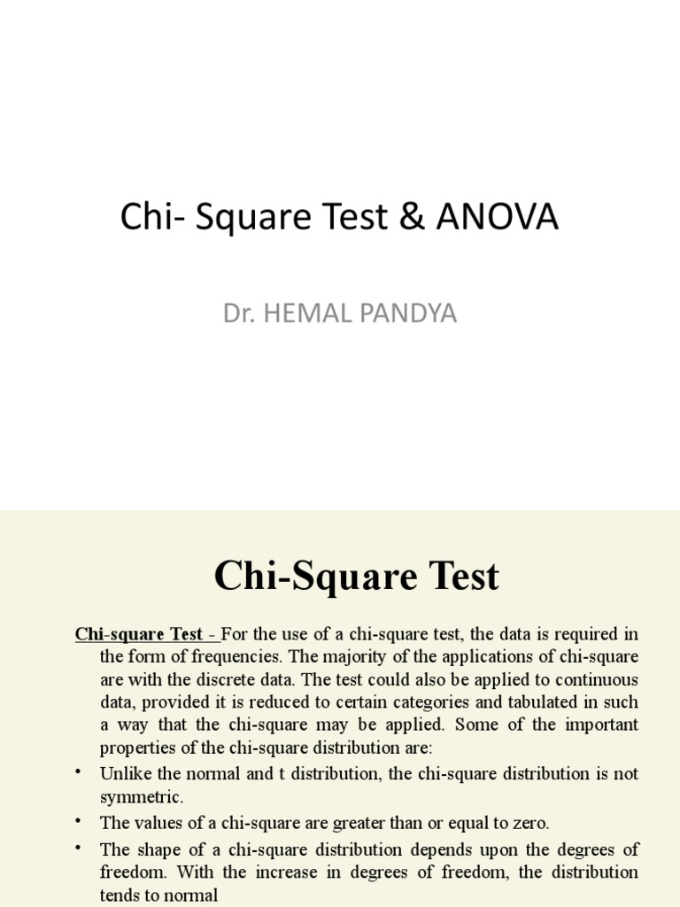 Chi Square and ANOVA | PDF | F Test | Analysis Of Variance