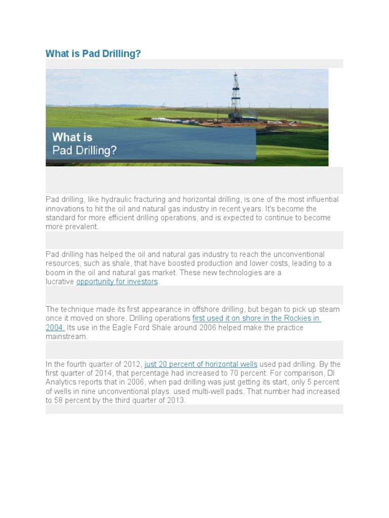 What Is Pad Drilling | PDF | Oil Well | Drilling Rig