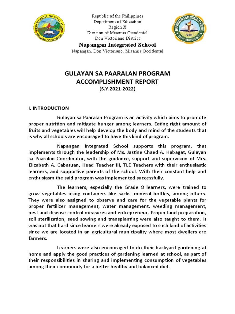 Gulayan Sa Paaralan 2021 2022 | PDF | Vegetables | Agriculture