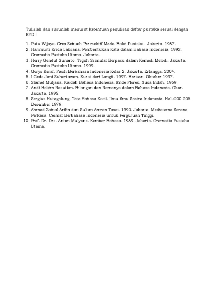 1-Daftar Pustaka Sesuai Dengan EYD | PDF