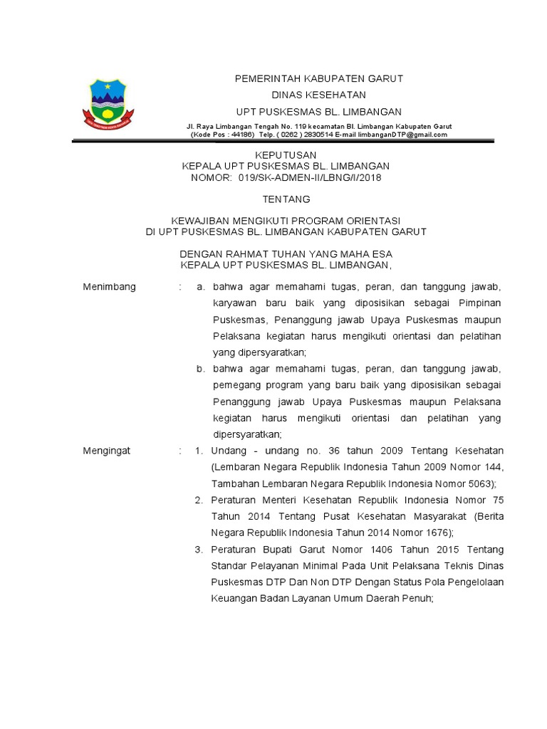 SK Kewajiban Mengikuti Program Orientasi | PDF