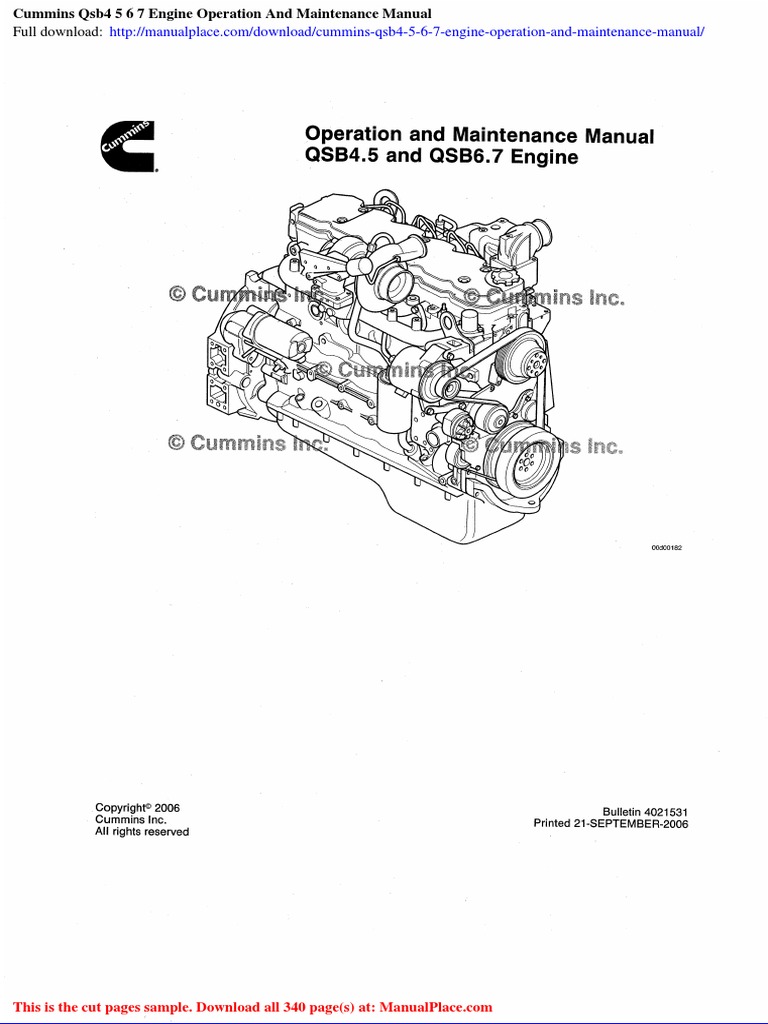 Cummins Qsb4 5 6 7 Engine Operation and Maintenance Manual | PDF