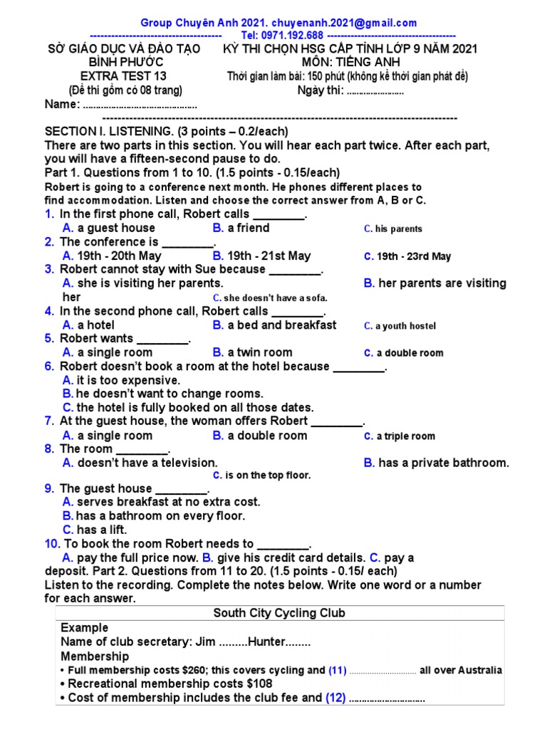 ĐỀ THI HSG 2021-2022_13 | PDF