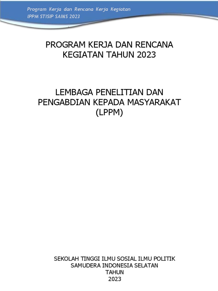 Rencana Kerja LPPM STISIP 2023 | PDF | Ilmu Sosial