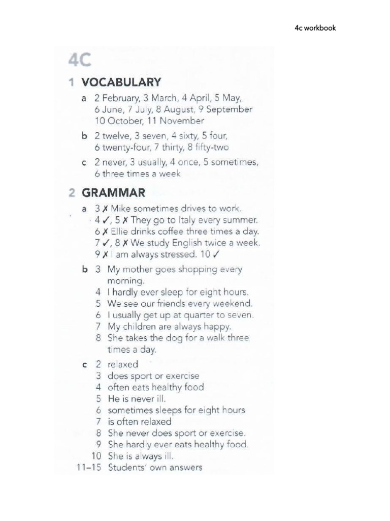WB 4C Answer Key | PDF