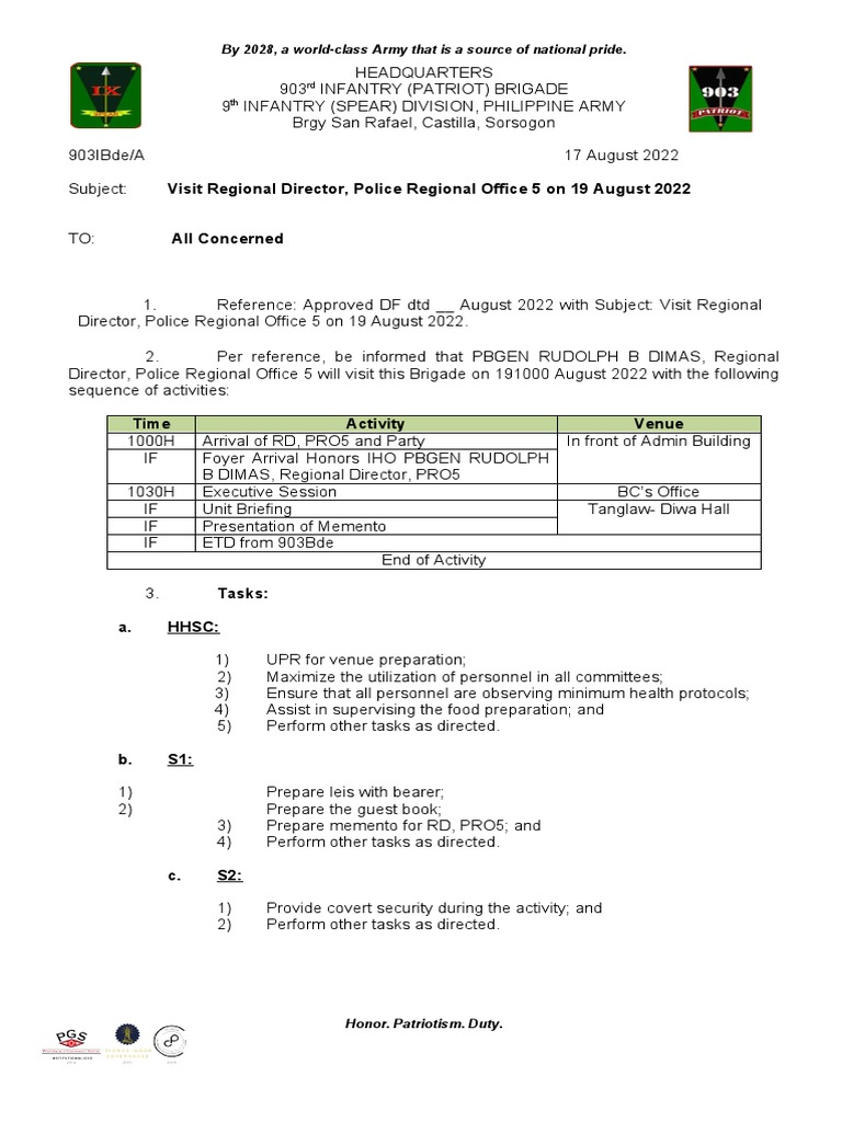 Letter Of Instruction Pdf Military Science Military Units And Formations