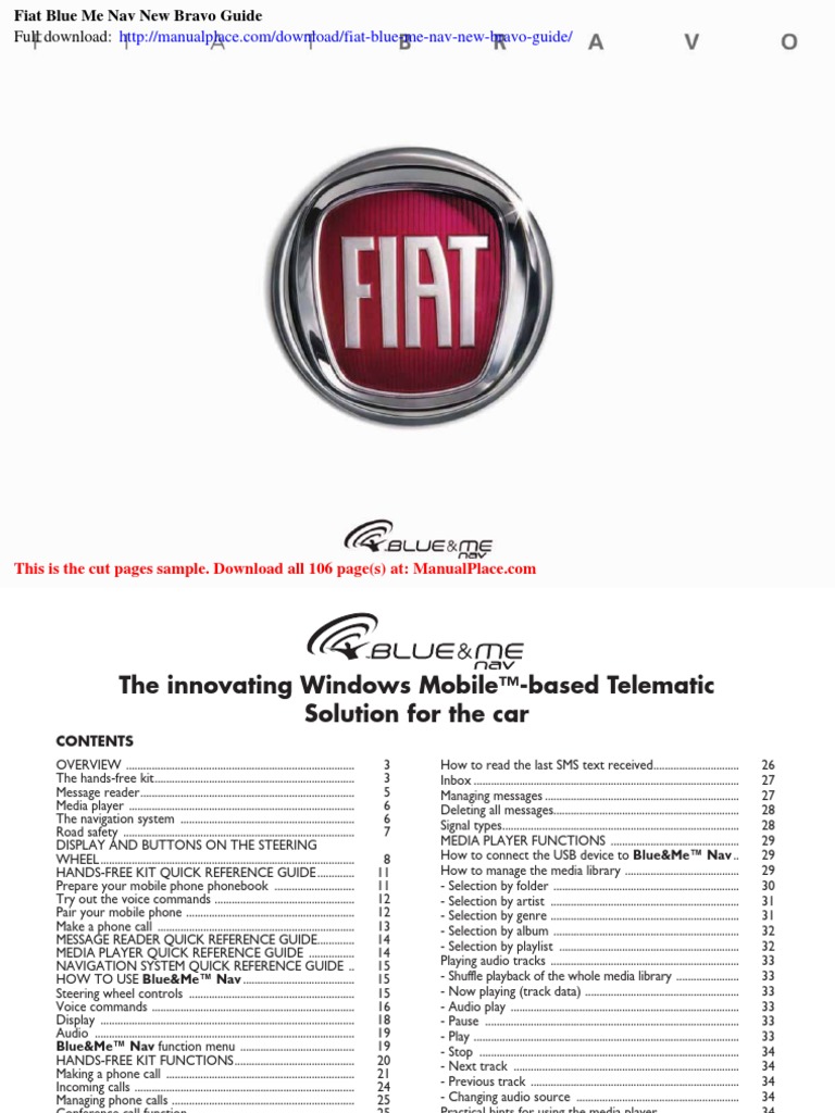 Fiat Blue Me Nav New Bravo Guide | PDF