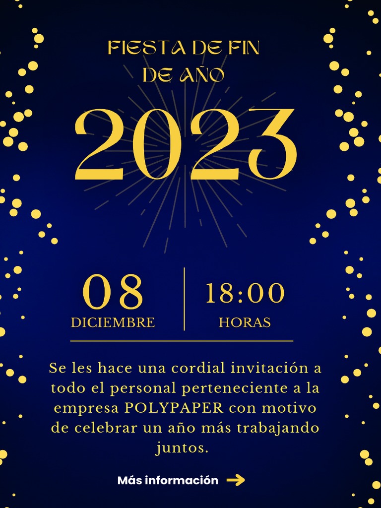 Invitacion Fiesta Fin de Año Elegante Dorado | PDF