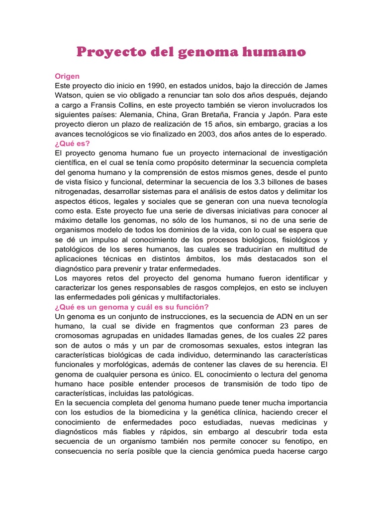 Proyecto Genoma Humano | PDF