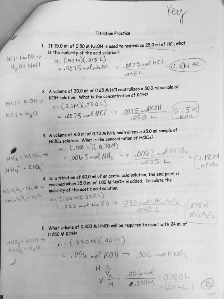 Titration Answer Keys | PDF