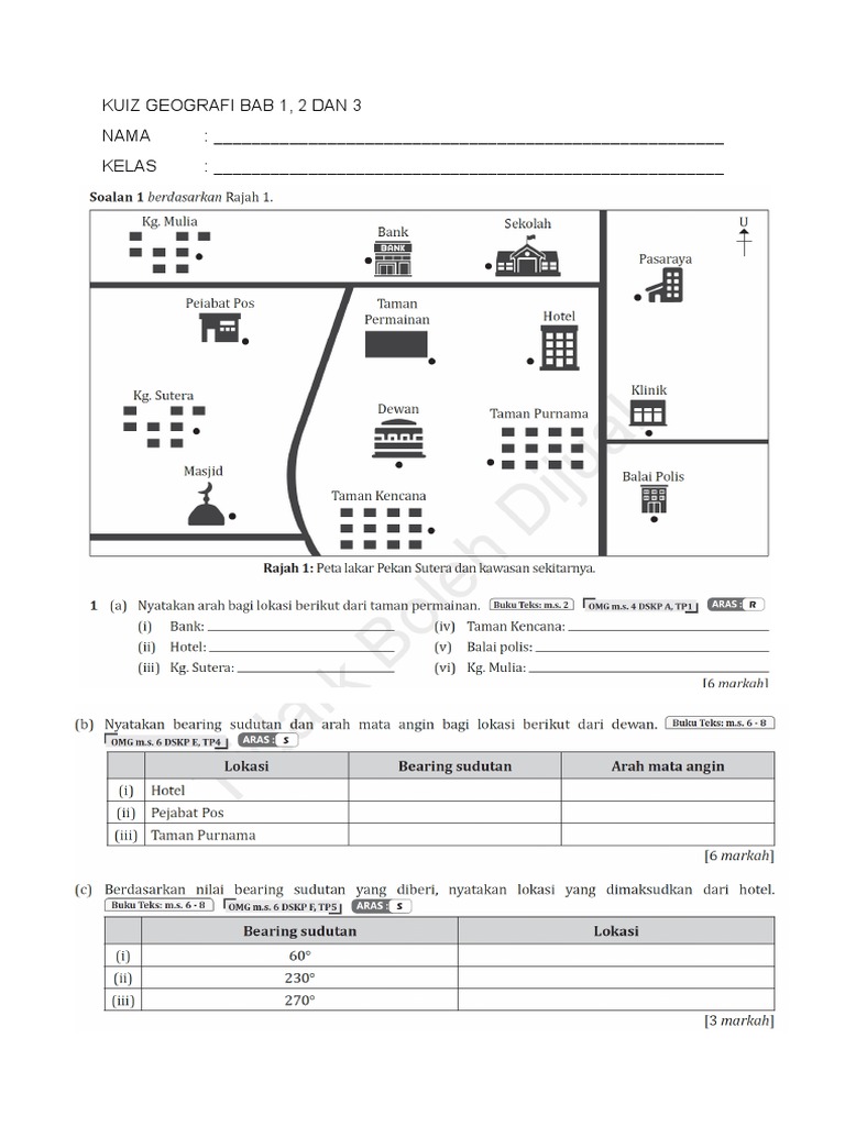 Kuiz Geografi Bab 1-3 | PDF | Metode & Bahan Ajar | Sains & Matematika