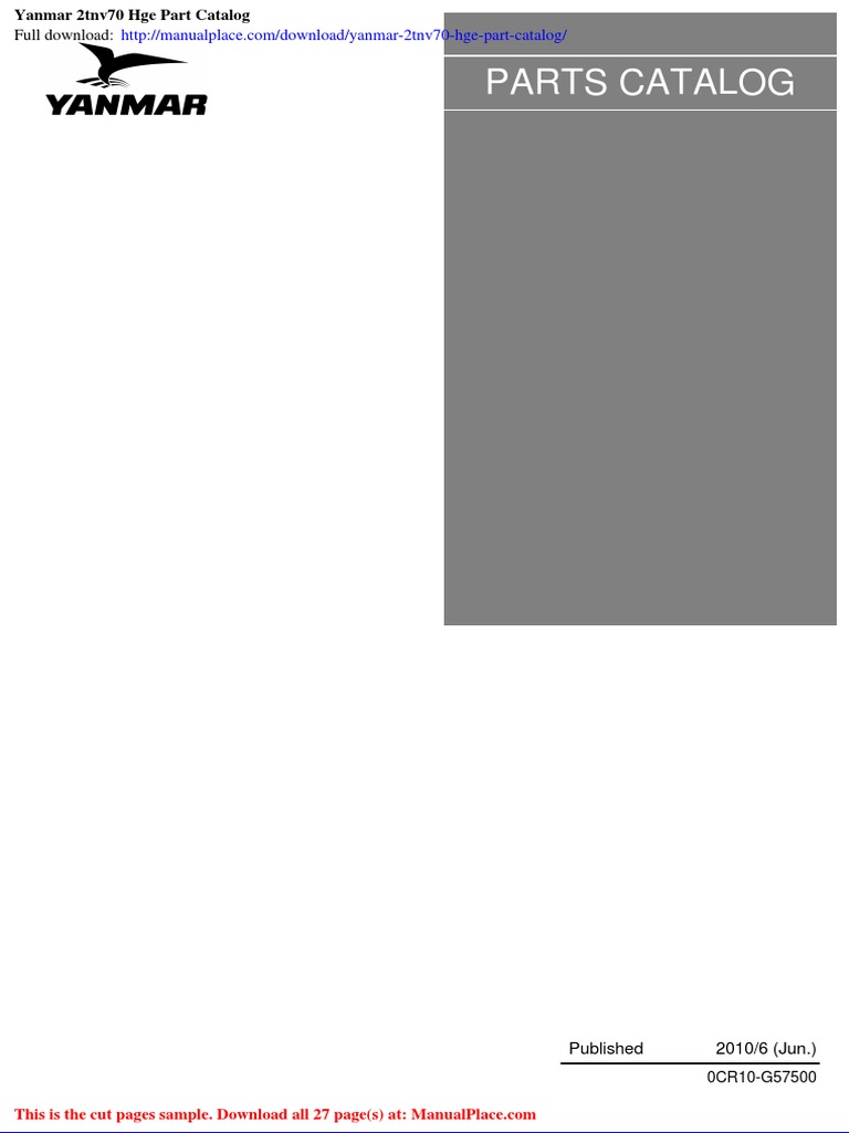 Yanmar 2tnv70 Hge Part Catalog | PDF