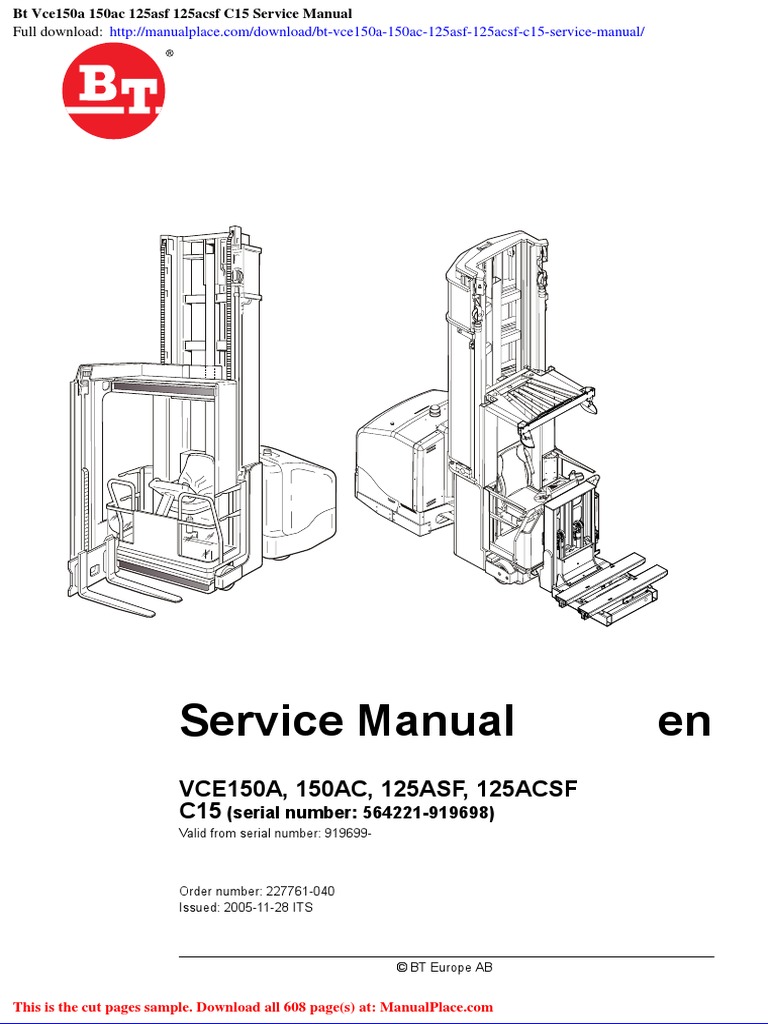 BT Vce150a 150ac 125asf 125acsf c15 Service Manual | PDF