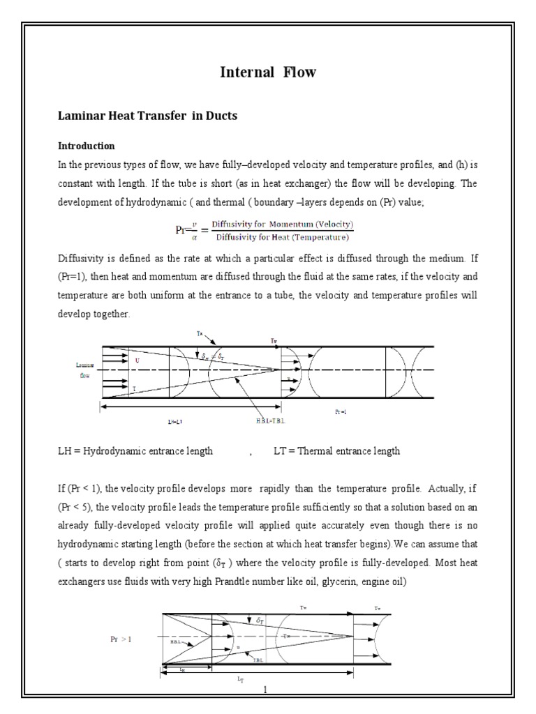 Internal Flow: Laminar Heat Transfer in Ducts | PDF