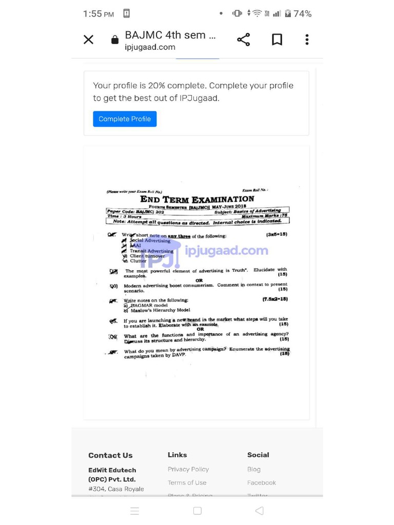 Advertising BJMC 2018 PPR | PDF