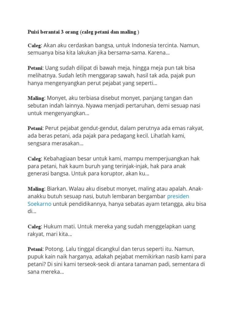 Puisi Berantai Tiga Orang Lucu | PDF