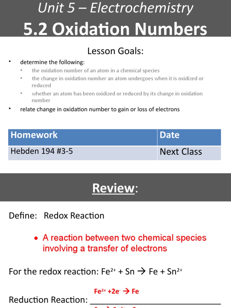 5.2 Oxidation Numbers Online | PDF | Redox | Chemical Reactions