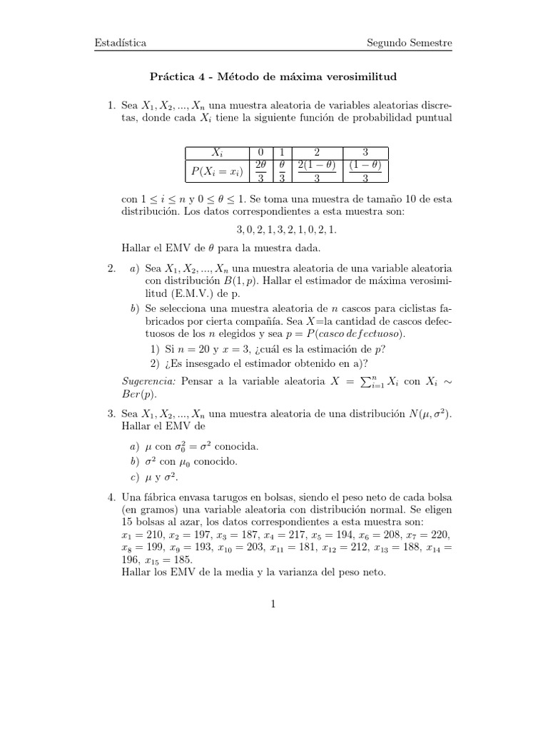 Practica 4 Máxima Verosimilitud | PDF
