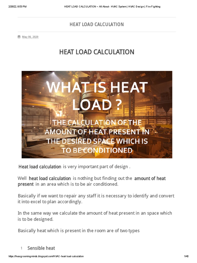 Heat Load Calculation - All About - Hvac System - Hvac Design - Fire ...