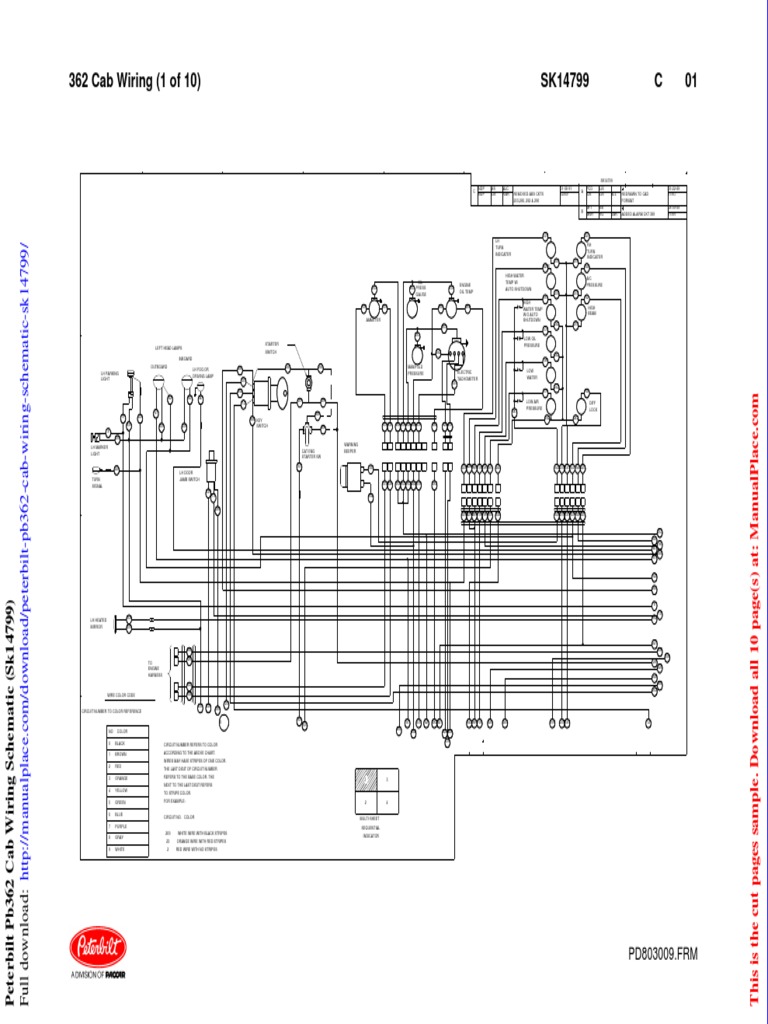 Peterbilt Pb362 Cab Wiring Schematic Sk14799 | PDF | Color | Motor Vehicle