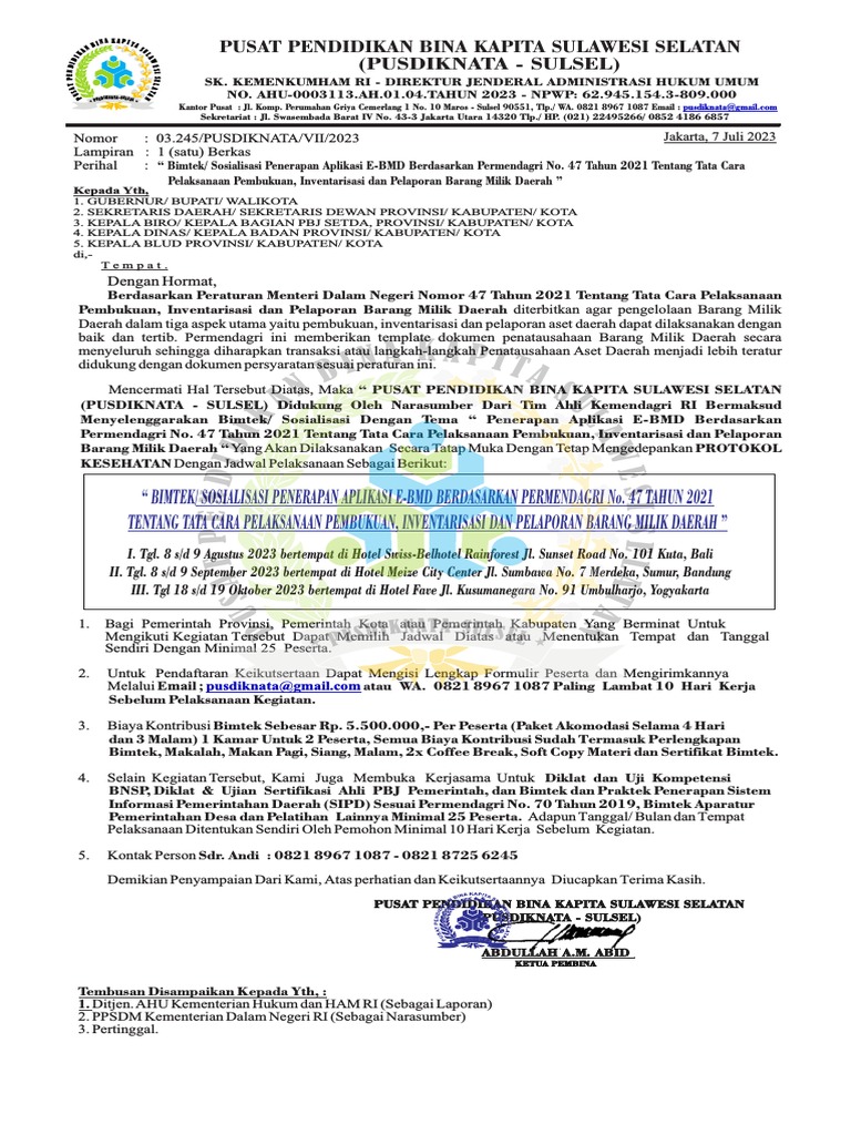 BIMTEK DAN SOSIALISASI PENERAPAN APLIKASI E-BMD BERDASARKAN PERMENDAGRI ...