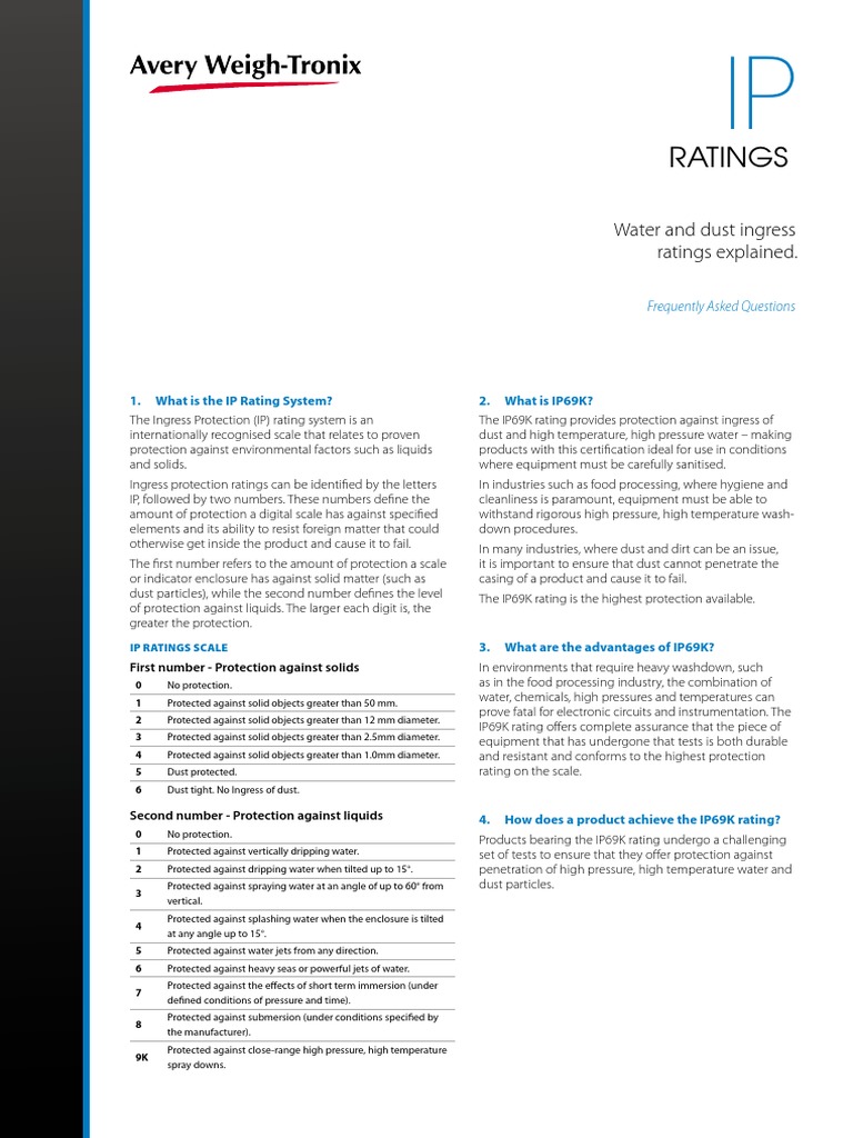 IP Ratings FAQ | PDF | Physical Sciences | Mechanical Engineering
