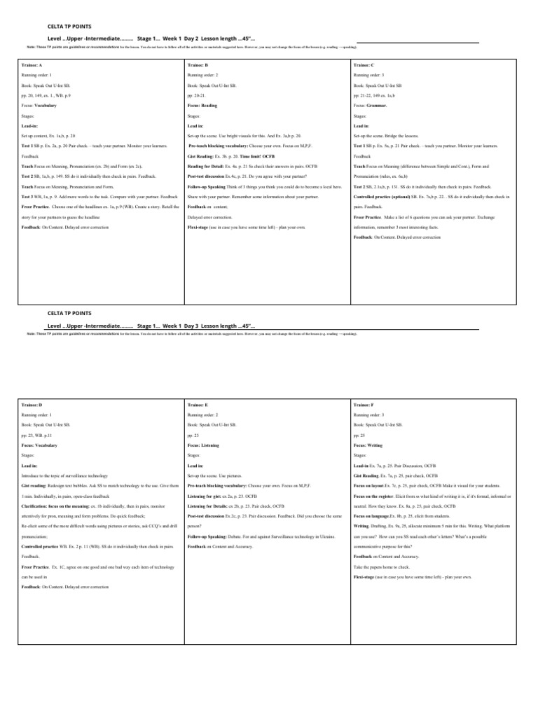 TP Points 1-4 SpeakOut UI | PDF