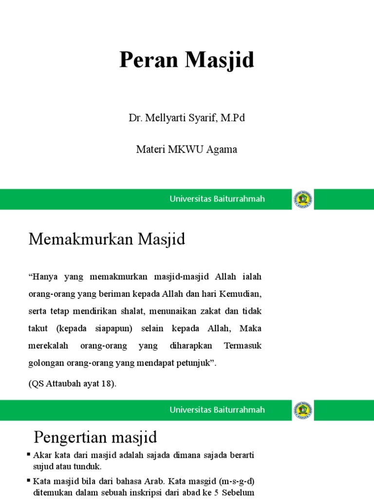 Peran Masjid (1) Mkwu Agama | PDF