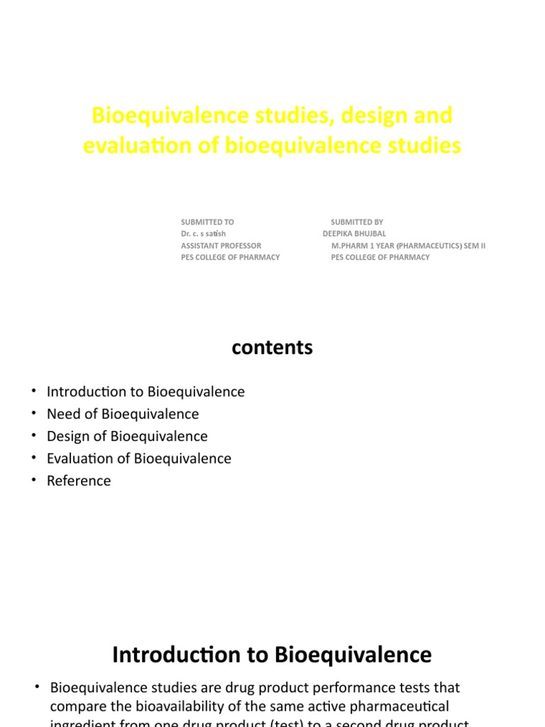 Bioequivelance Studies | PDF | Bioavailability | Pharmaceutical Formulation