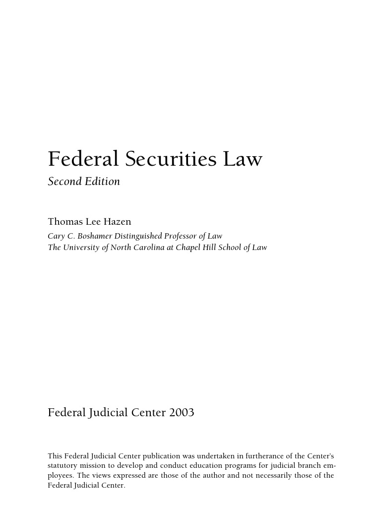 Federal Securities Law Second Edition | PDF | Securities Regulation In ...