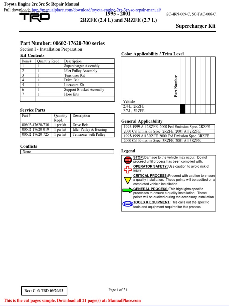 Toyota Engine 2rz 3rz SC Repair Manual | PDF